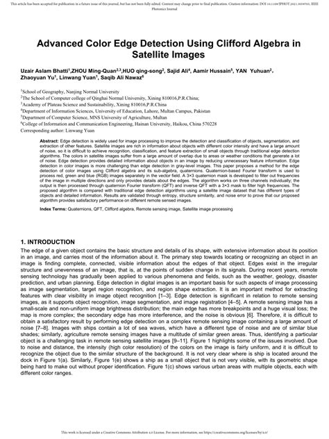 Pdf Advanced Color Edge Detection Using Clifford Algebra In Satellite Images