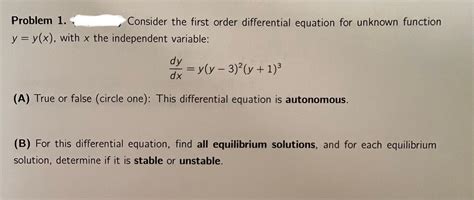 Solved Problem 1. ﻿Consider the first order differential | Chegg.com
