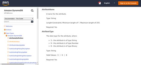 amazon web services aws cloudformation attributetype for dynamodb