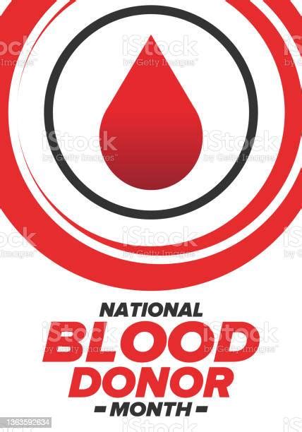국가 혈액 기증자의 달 인식 및 예방 1 월에 연간 축 하 의료 의료 개념 인간의 지원과 보호 포스터 배너 및 배경 벡터 일러스트레이션 1월에 대한 스톡 벡터 아트 및 기타