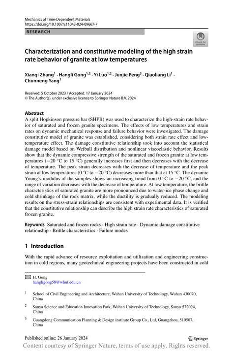Characterization And Constitutive Modeling Of The High Strain Rate