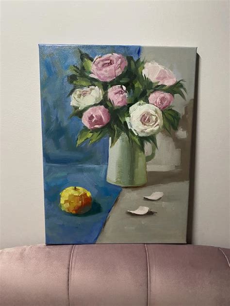 Картина півонії намальована олійними фарбами — цена 550 грн в каталоге