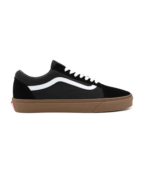 Customs Black Gum Sole Old Skool Wide Fit In Black Vans Uk
