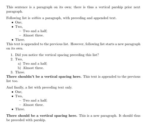 How To Treat Lists Like Regular Text Regarding Vertical Spacing TeX LaTeX Stack Exchange