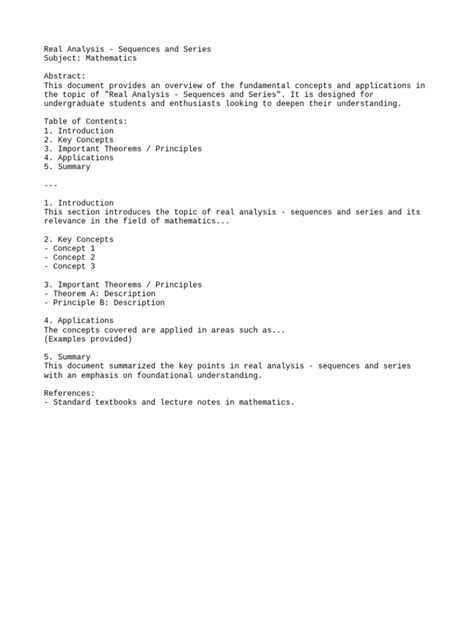 real analysis sequences and series pdf