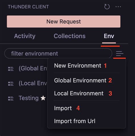 thunder client guide how to set up environments and environment variables