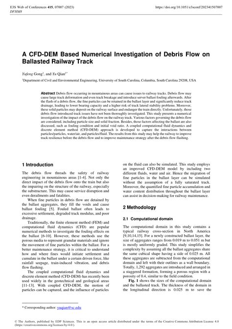 Pdf A Cfd Dem Based Numerical Investigation Of Debris Flow On