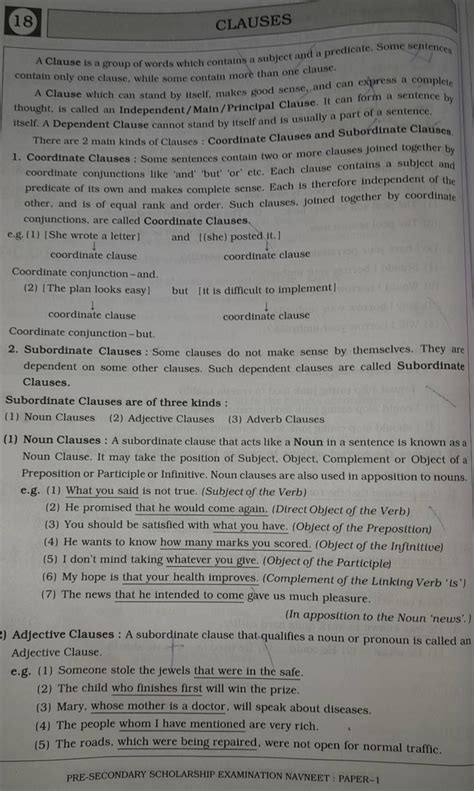 18 Clauses A Clause Is A Group Of Words Which Contains A Subject And A Pr