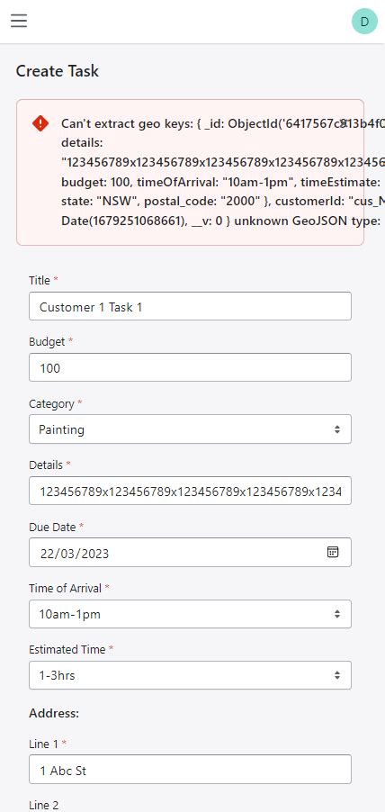 Customer User Can Post A Job Ie Create A Task · Issue 179 · Codesydneymigram Frontend