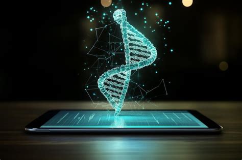 Digital Dna Structure On Tablet Premium Ai Generated Image