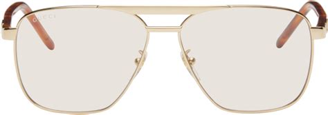 Gucci Gold Aviator Sunglasses Ssense Uk