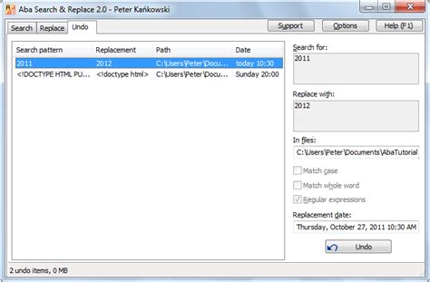 features — aba search and replace