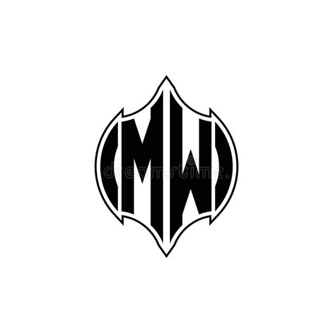 Mw Logo Monogram Geometric Shield Shape Style Stock Vector