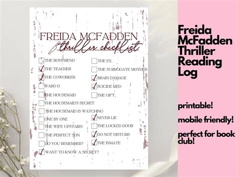 Printable List Of Freida Mcfadden Books Free Printable Template