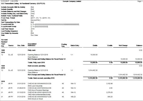Sage 300 Erp Reports On The General Ledger