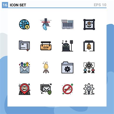 Stock Vector Icon Pack Of 16 Line Signs And Symbols For Hobby Patch Factory Synthesizer Midi