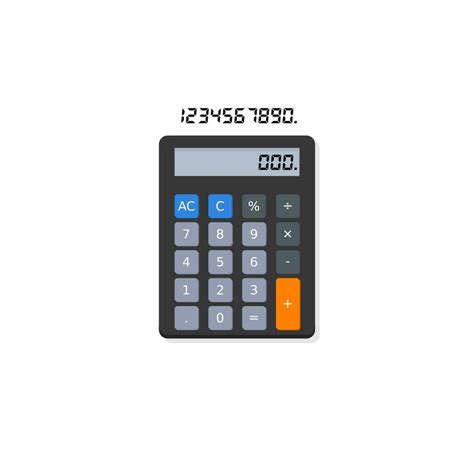 Calculator And Digital Number Shadow Icon Vector Isolated Flat Style Vector Illustration