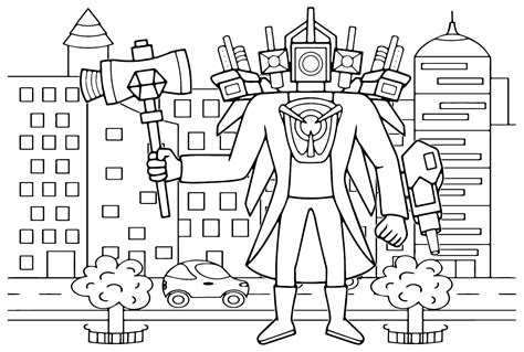 Titan Cameraman Coloring Pages Coloring Nation Free Word Template