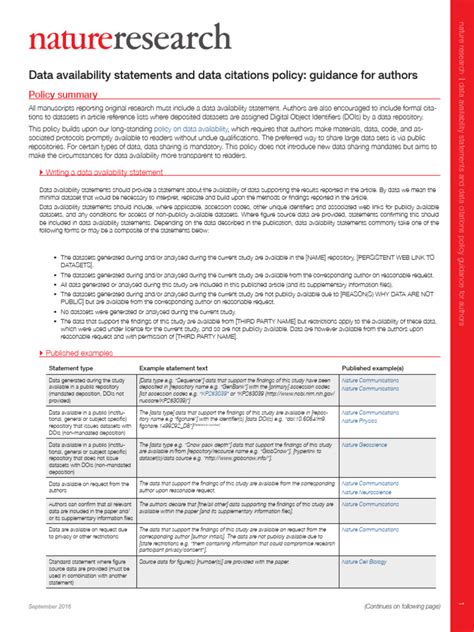 Nr Data Availability Statements Data Citations Pdf Data Information