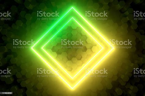 자외선 네온 조명 빈 프레임 육각 형 패턴 배경에 빛나는 터널 문 3d 추상적 인 배경 0명에 대한 스톡 사진 및 기타 이미지