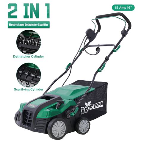 Casemiol Dethatcher 2 In 1 15 Amp 16 Electric Lawn Dethatcher Scarifier W Removeable 58qt