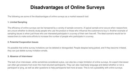 Ppt Focus On The Advantages And Disadvantages Of Online Surveys Powerpoint Presentation Id
