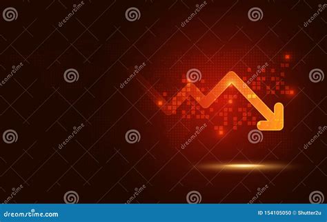 Futuristic Red Signal Trend Drop Down Arrow Chart Digital Transformation Abstract Technology