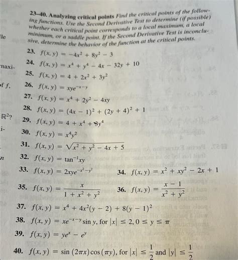 solved ing functions use the second derivative test to