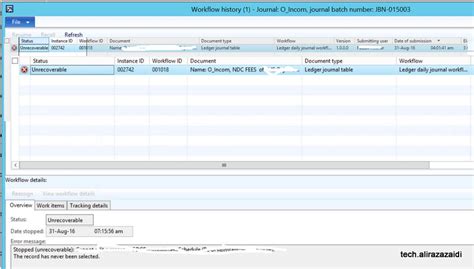 stopped unrecoverable workflow dynamics ax 2012 r3