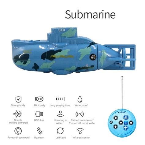 Vgeby Sous Marin Rc Mini Bateau Sous Marin Télécommandé Rc Jouet De Plongée étanche Pour