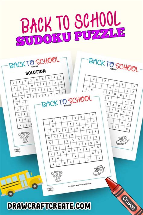 Free Back To School Sudoku Printable Draw Craft Create