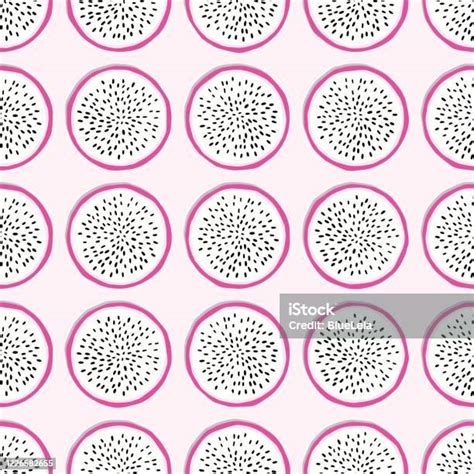 과일 원활한 패턴 밝은 분홍색 배경에 그림자와 드래곤 과일 조각 여름 의 활기찬 디자인 이국적인 열대 과일입니다 다채로운 벡터