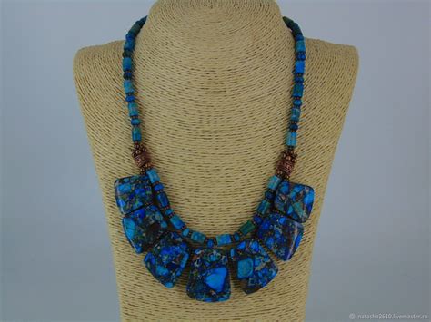 Колье из нат камней варисцит агат Голубая мечта в интернет магазине Ярмарка Мастеров по