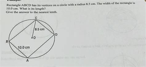 solved rectangle abcd has its vertices on a circle with a radius 8 5