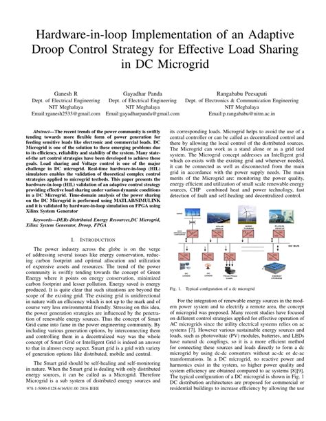 Pdf Hardware In Loop Implementation Of An Adaptive Droop Control Strategy For Effective Load