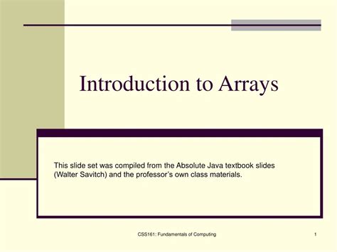 Ppt Introduction To Arrays Powerpoint Presentation Free Download