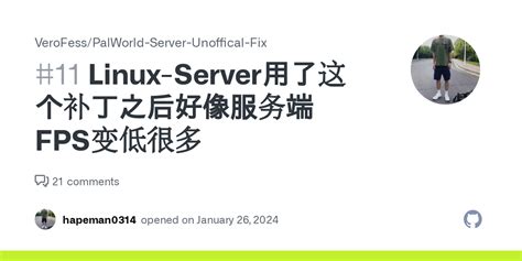 Linux Server用了这个补丁之后好像服务端FPS变低很多 Issue VeroFess PalWorld Server Unoffical Fix GitHub