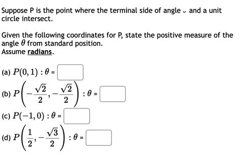 Solved Suppose P Is The Point Where The Terminal Side Of Chegg Com