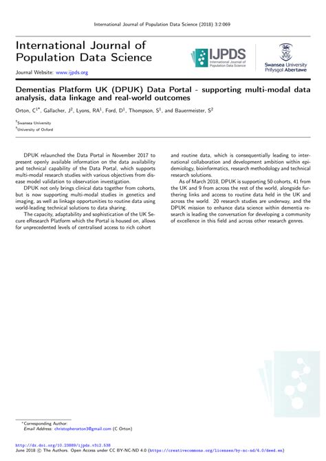 Pdf Dementias Platform Uk Dpuk Data Portal Supporting Multi Modal Data Analysis Data
