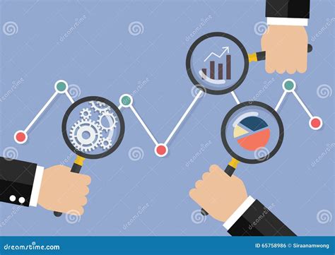 Hands Holding Magnifying Glass For Data Analysis Stock Vector