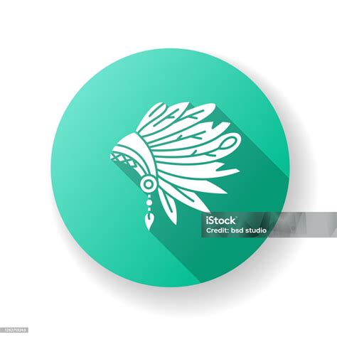 아메리카 원주민 수석 모자 플랫 디자인 긴 그림자 글리프 아이콘 민족 액세서리 깃털이 달린 고대 머리 장식 앤티크 헤드 웨어 실루엣 Rgb 컬러 일러스트레이션 0명에 대한