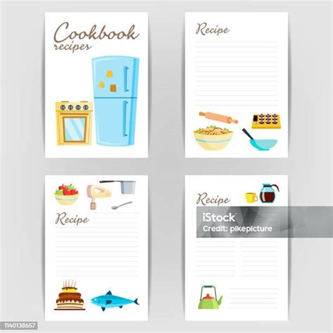 요리 책 벡터 레시피 주방 요리 책 카드 페이지 텍스트에 대해 비어 있습니다 평면 그림 요리법에 대한 스톡 벡터 아트 및 기타