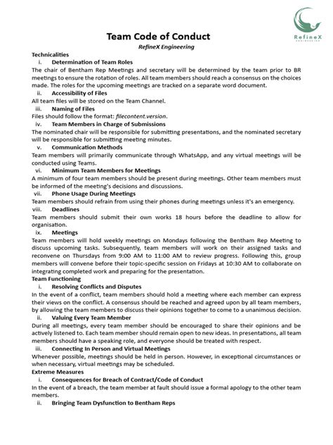Team Code Of Conduct Pdf