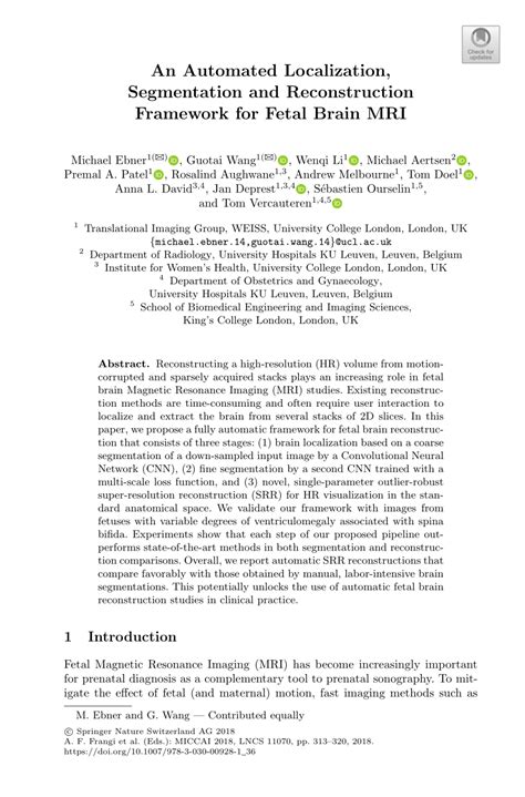 Pdf An Automated Localization Segmentation And Reconstruction Framework For Fetal Brain Mri