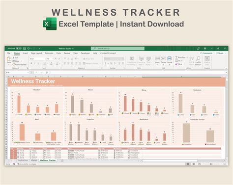 Daily Wellness Tracker For Excel Routine Tracker Habit Tracker Sleep