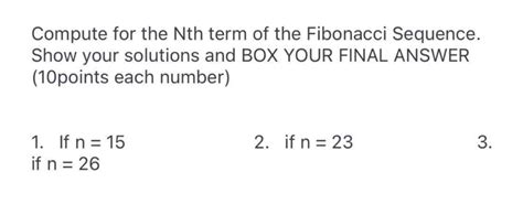 Compute For The Nth Term Of The Fibonacci Sequence Gauthmath