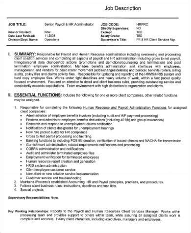 Free 11 Payroll Job Description Samples In Ms Word Pdf