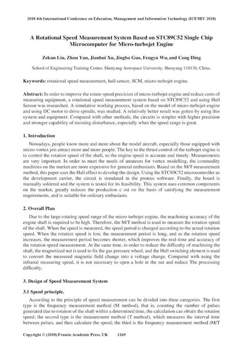 Pdf A Rotational Speed Measurement System Based On … A Rotational Speed Measurement System