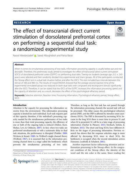 The Effect Of Transcranial Direct Current Stimulation Of Dorsolateral