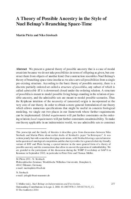 pdf a theory of possible ancestry in the style of nuel belnap s